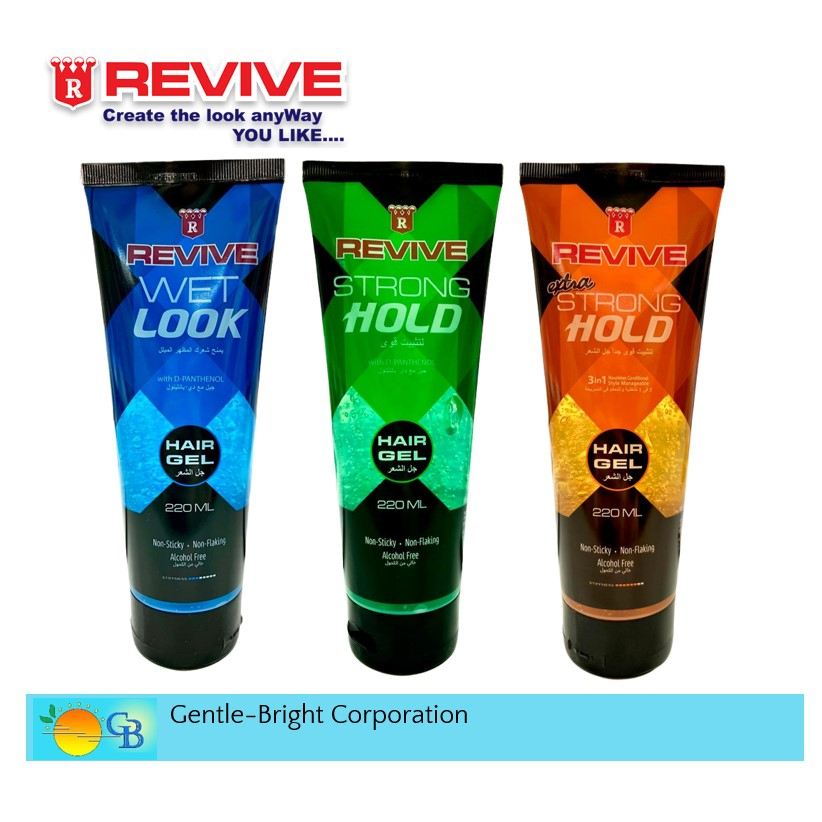 Revive Hair Gel 220ml (Wet Look/Strong Hold/Extra Strong Hold) | Shopee ...