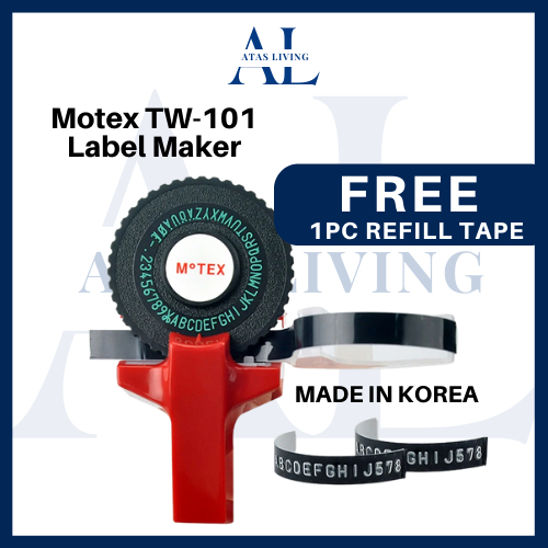 🔷ATAS🔷 MOTEX LABEL MAKER TW - 101 / LABEL REFILL TWT - 9 (9mm x 3m ...