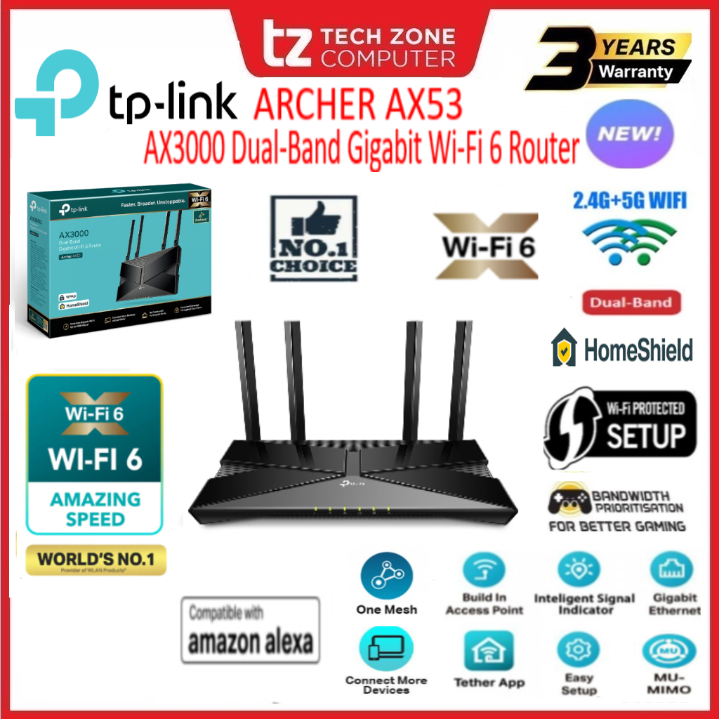 TP-LINK ARCHER AX53-AX3000 Dual Band Gigabit Wi-Fi 6 Router | Shopee Malaysia