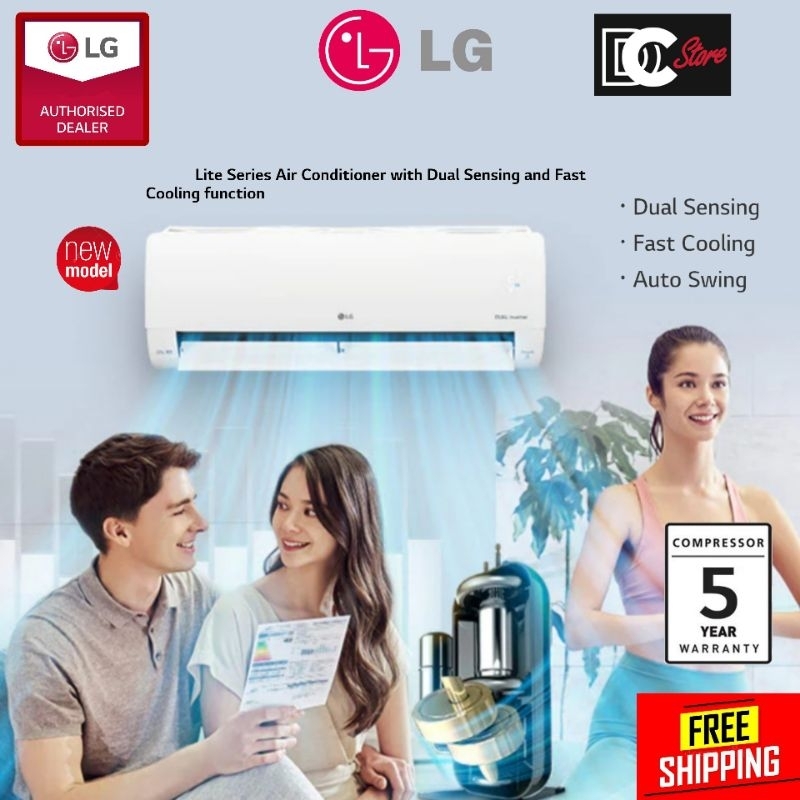 LG Lite Series Non Inverter Wall Mounted 1.0HP/1.5HP/2HP S3-C09HZCAA Air cond | Shopee Malaysia
