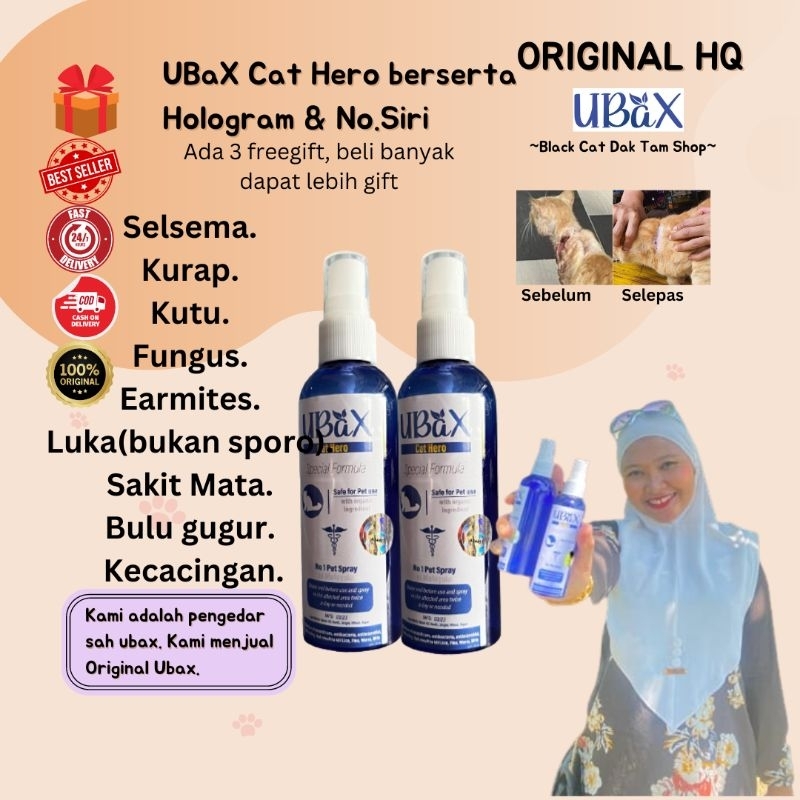 🐈💥UBAX SPRAY, SPRAY KUTU KUCING, CACING, KURAP, FUNGUS, EARMITES, LUKA ...