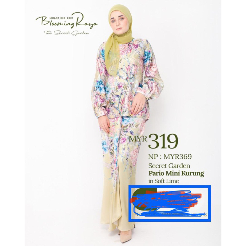 minaz secret garden pario mini kurung in soft lime preloved size XS ...