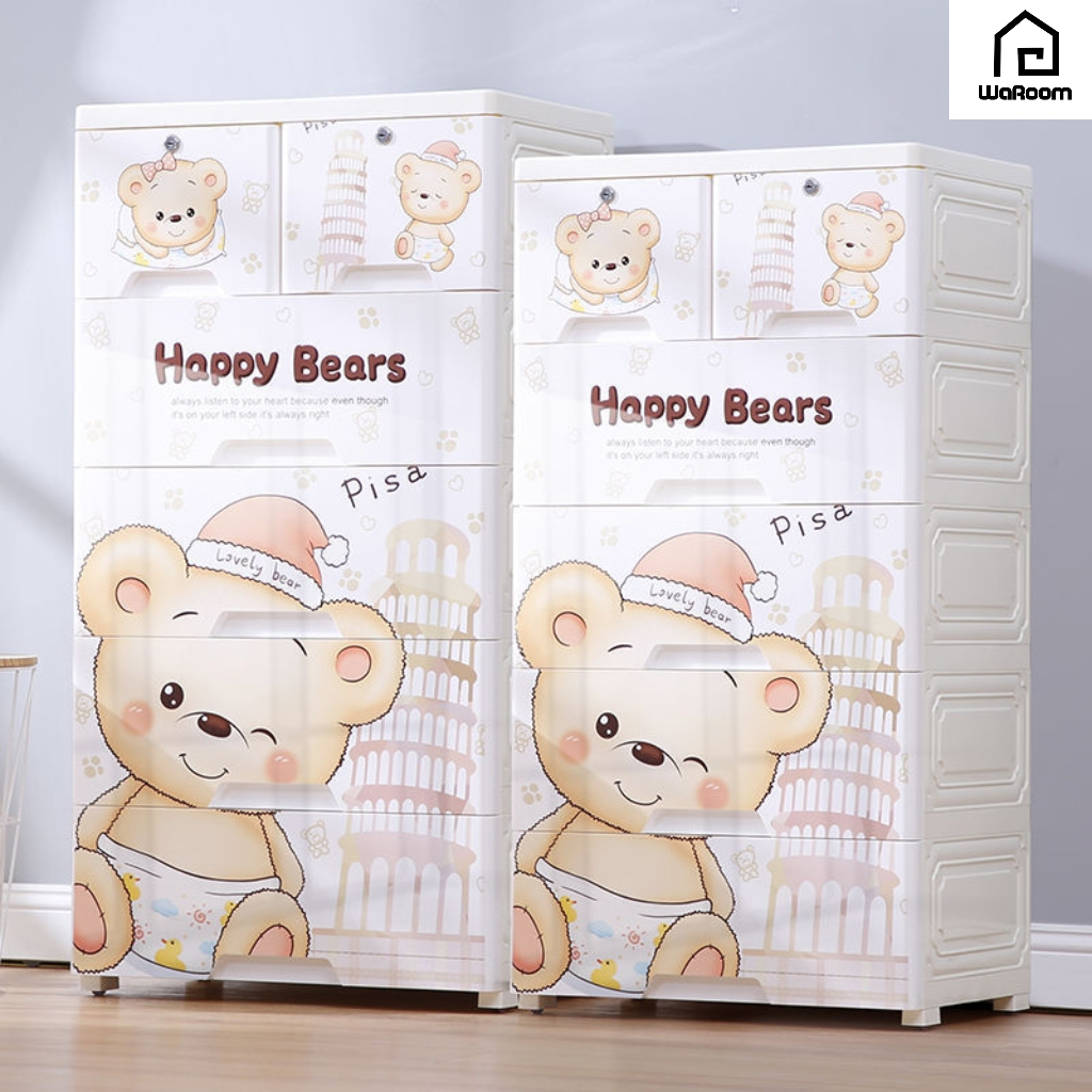 Lockable 6-Drawer Kids Wardrobe Drawer Storage Cabinet with Wheels for ...