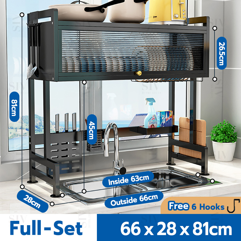 SIV Dish Cabinet Rack Over-The-Sink Dish Drainer Drying Rack Plate ...