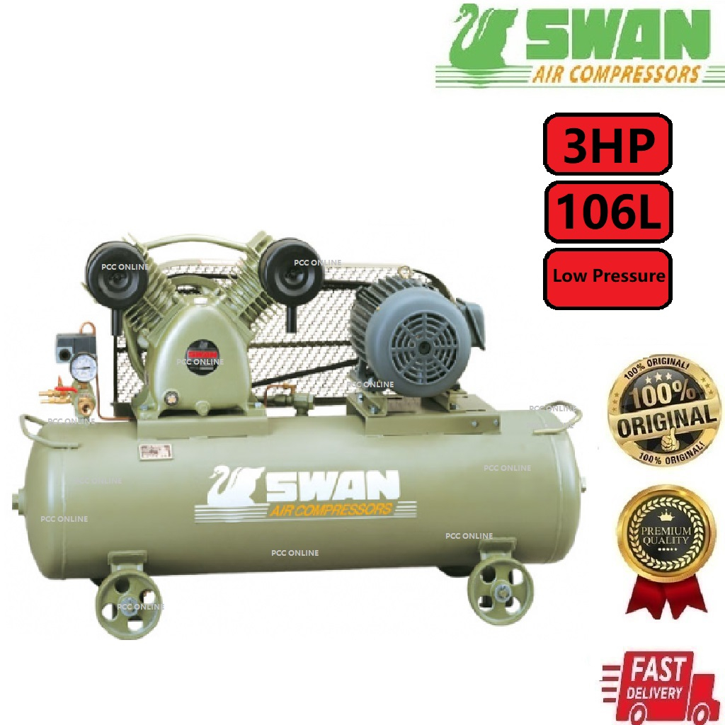 Swan SVP-203 Air Compressor 3HP 106L 8bar (Single Phase|Three Phase ...