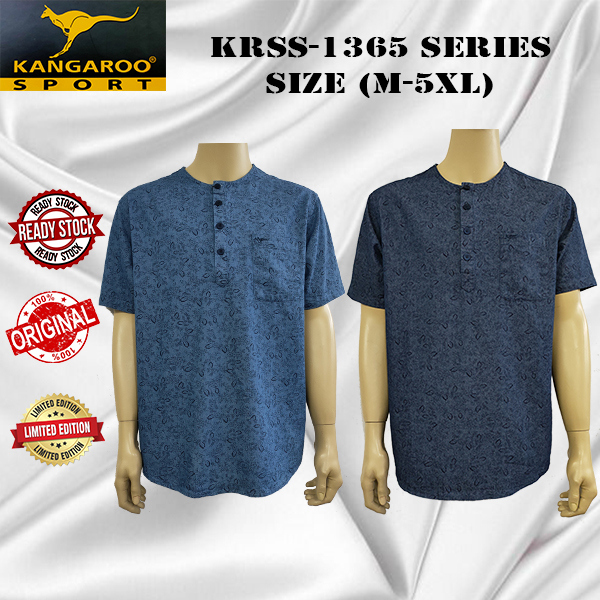 KRSS-1365 SERIES [ KANGAROO ] MEN'S ROUND NECK KURTA SHIRT DENIM / BAJU ...