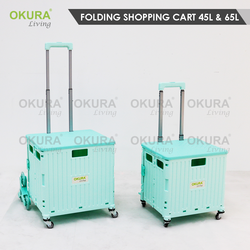 OKURA 45L/65L Large Folding Shopping Cart Trolley Storage Movable ...
