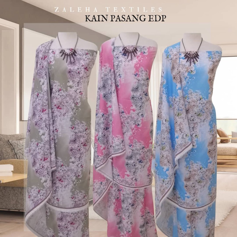 KAIN PASANG PREMIUM SILK CORAK BUNGA SAKURA | KAIN PASANG BUAT BAJU ...