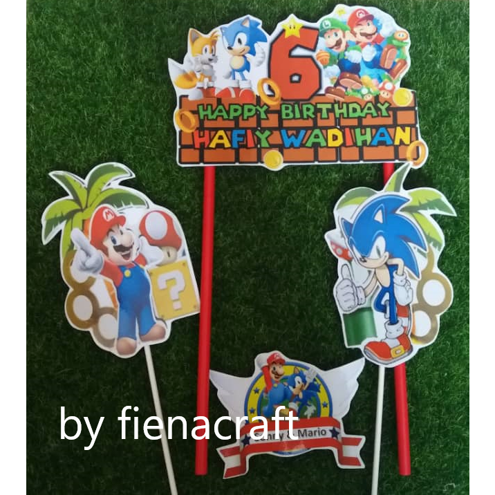 Supermario with Super Sonic topper cake READY STOCK | Shopee Malaysia