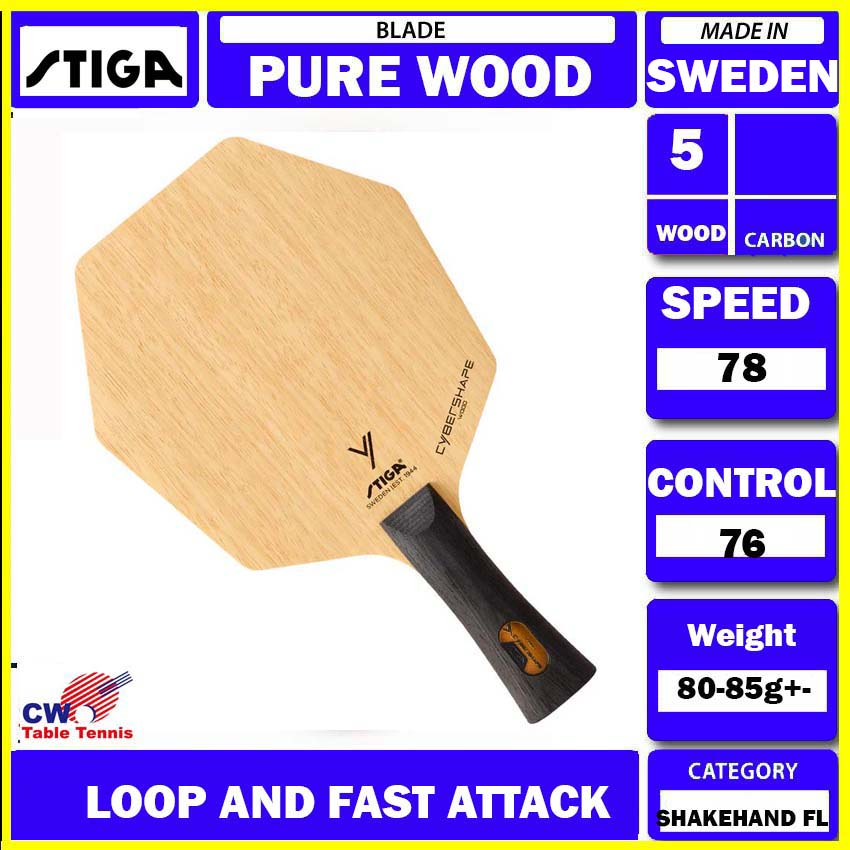 STIGA Cybershape Wood 5ply Table Tennis Blade Wooden paddle Ping Pong ...