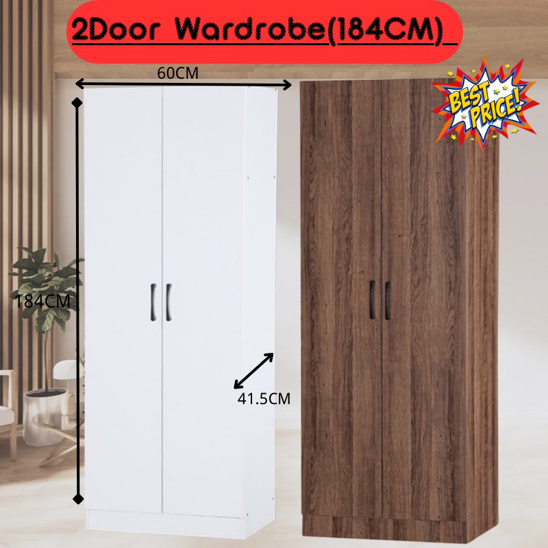184CM 2 Door Wardrobe Almari Baju 2Pintu Kabinet Baju Clothes Cabinet ...