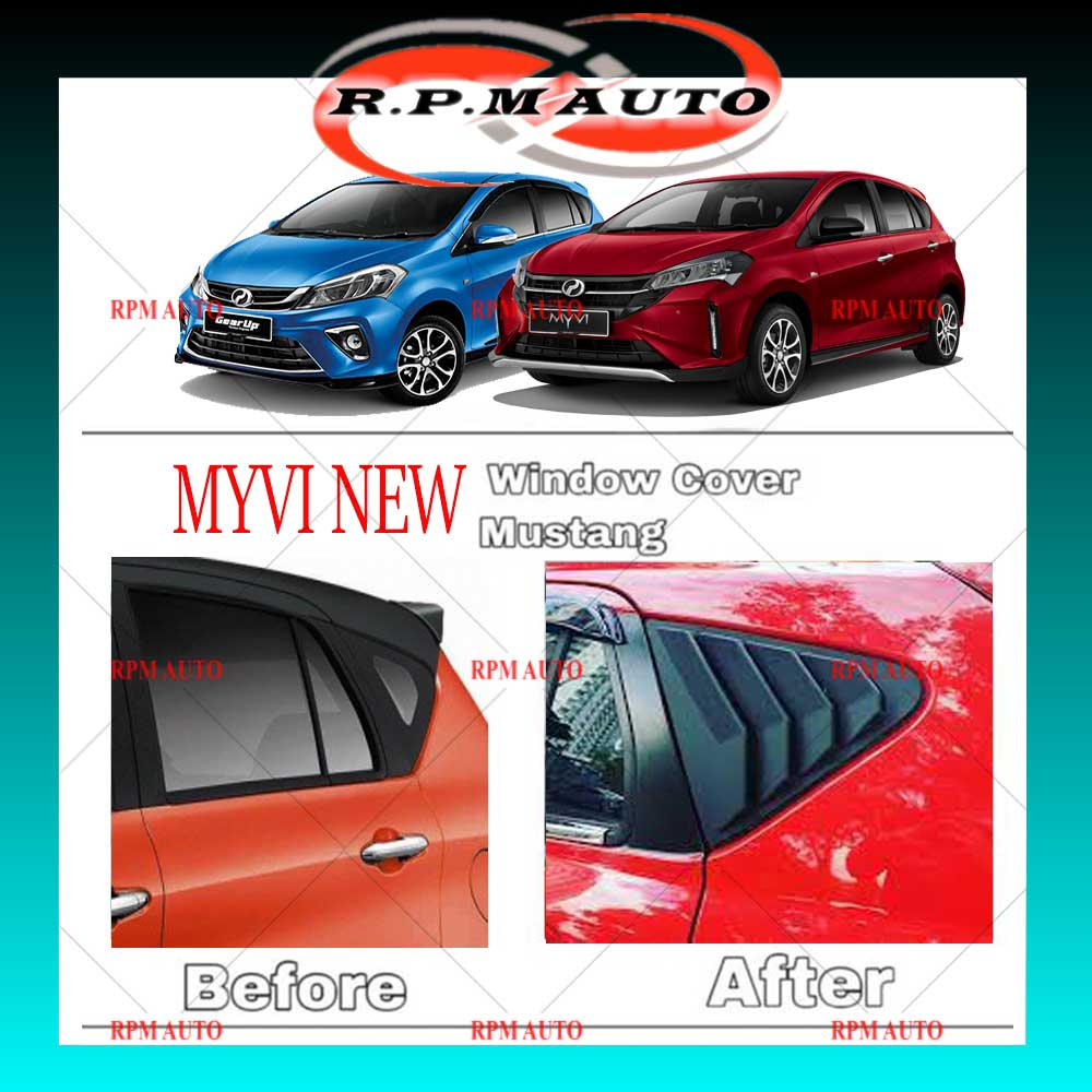 Myvi 2PC Car Rear Side High Quality MUSTANG 3D Shark Window Triangle ...