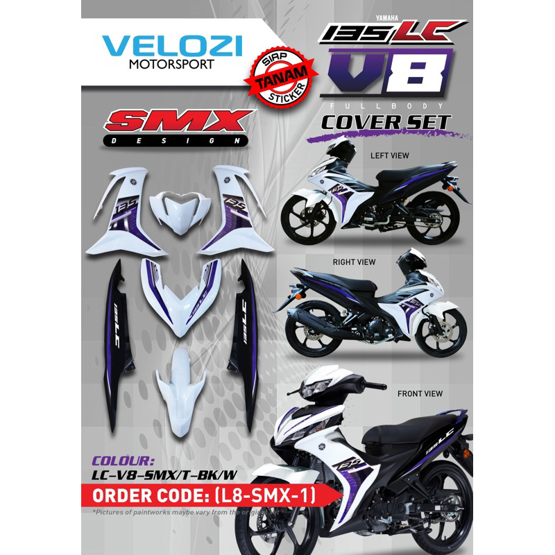 COVERSET LC V8 ORIGINAL VELOZI SMX DESIGN WHITE BLACK PURPLE PUTIH ...