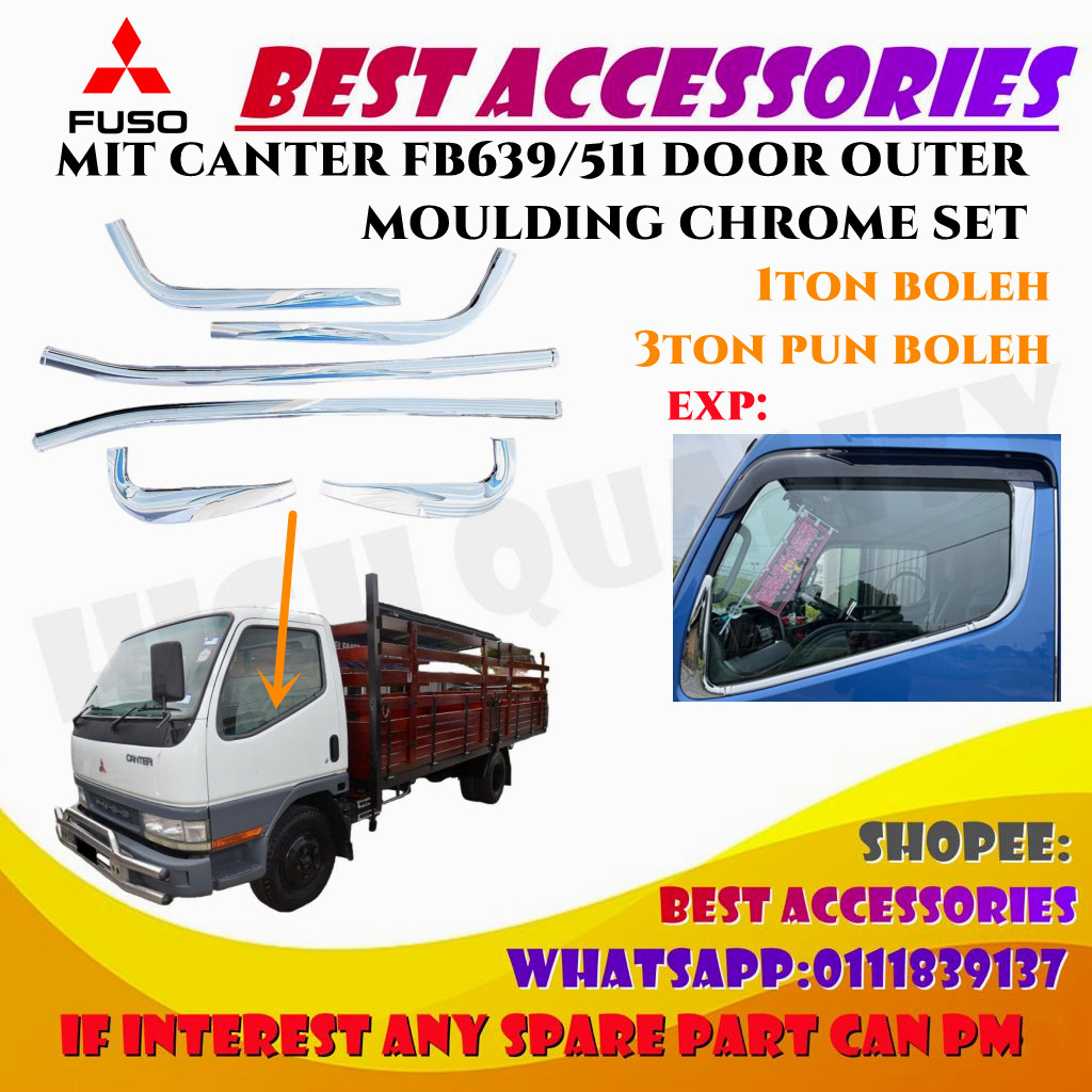 MIT CANTER FB639/511 DOOR OUTER MOULDING CHROME SET HIGH QUALITY ...