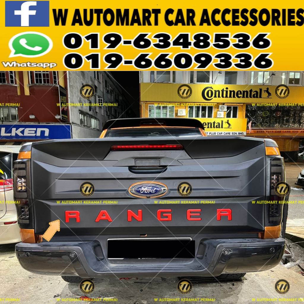 ford ranger t6 t7 T8 rear bonnet trunk cover guard with spoiler led ...