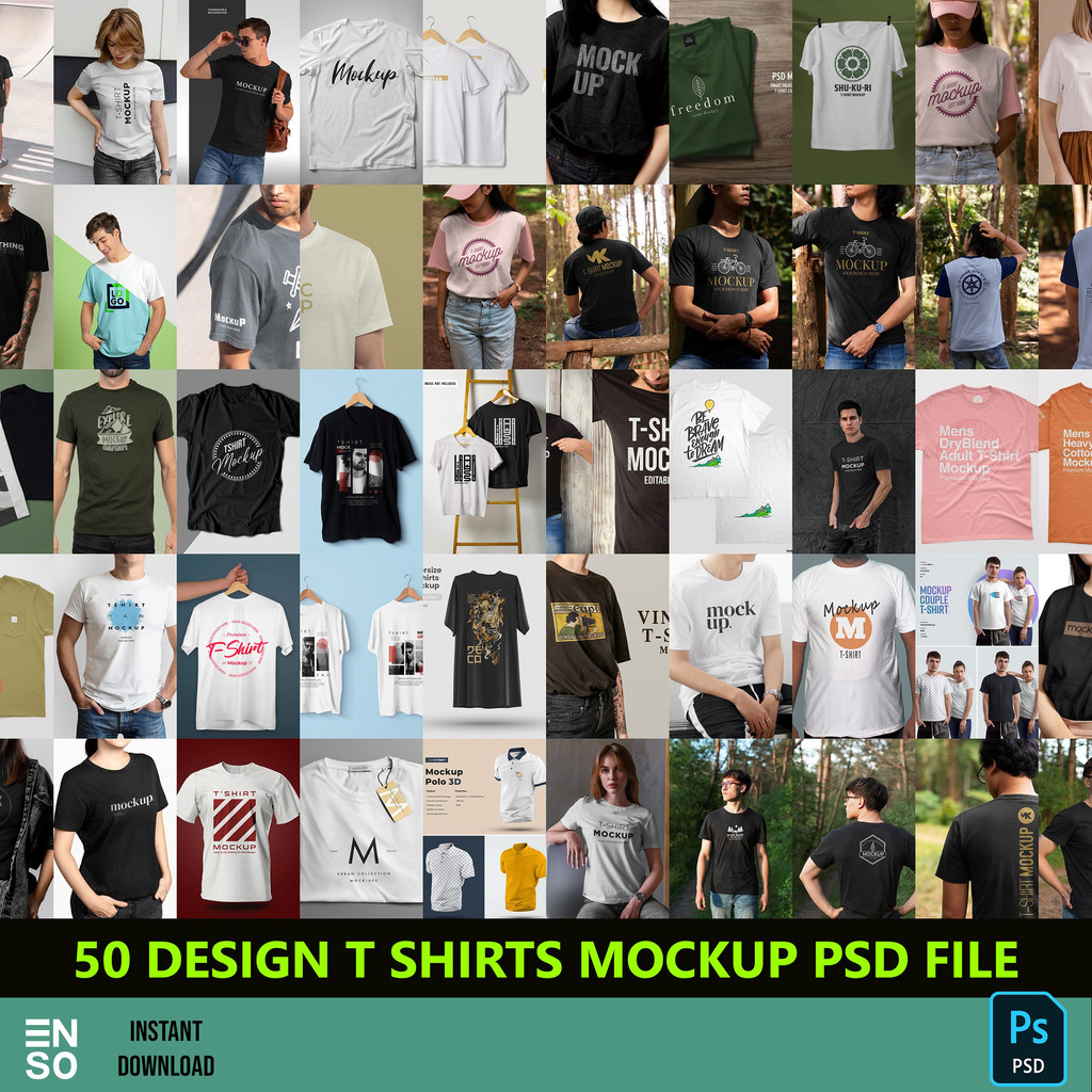 PSD TShirt Mockup 50 Design Bundle | Real Model Shirt Mockup | Editable ...