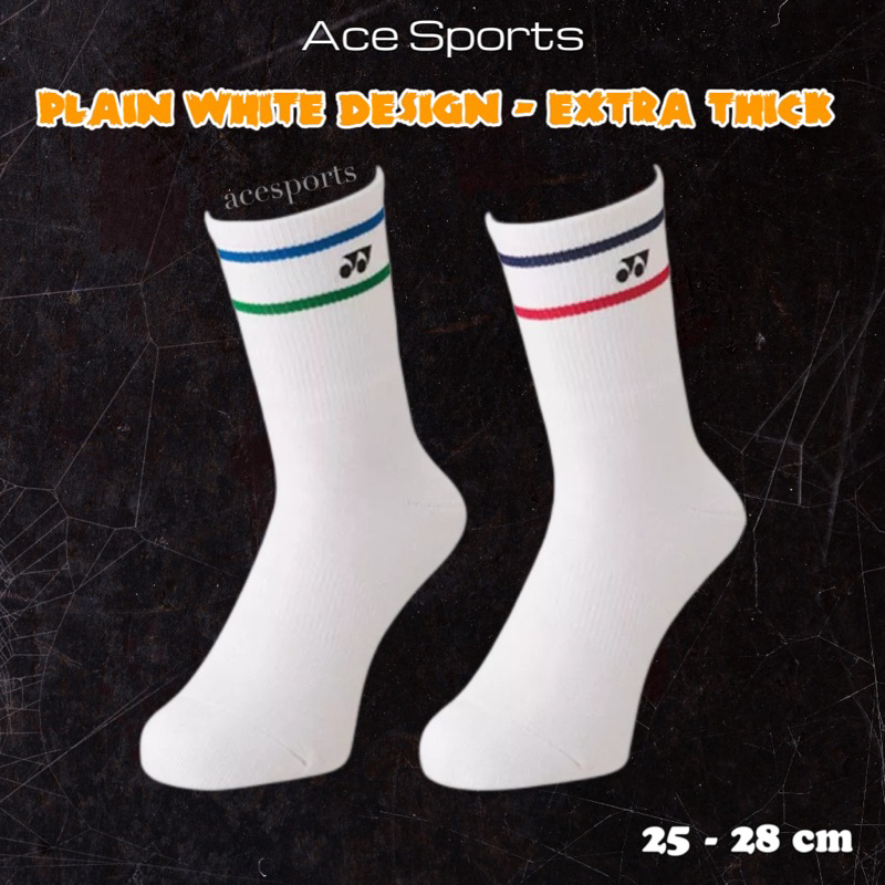 Yonex 75 Badminton Plain White Line Design Socks Extra thick and ...