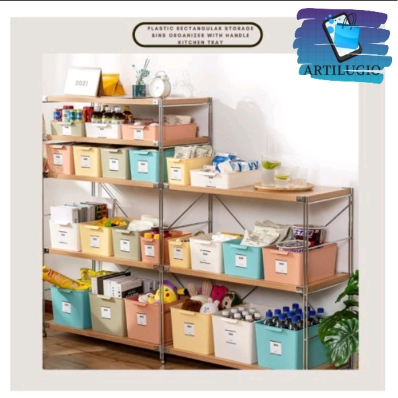 Plastic Rectangular Storage Bins Organizer with Handle Kitchen Tray ...