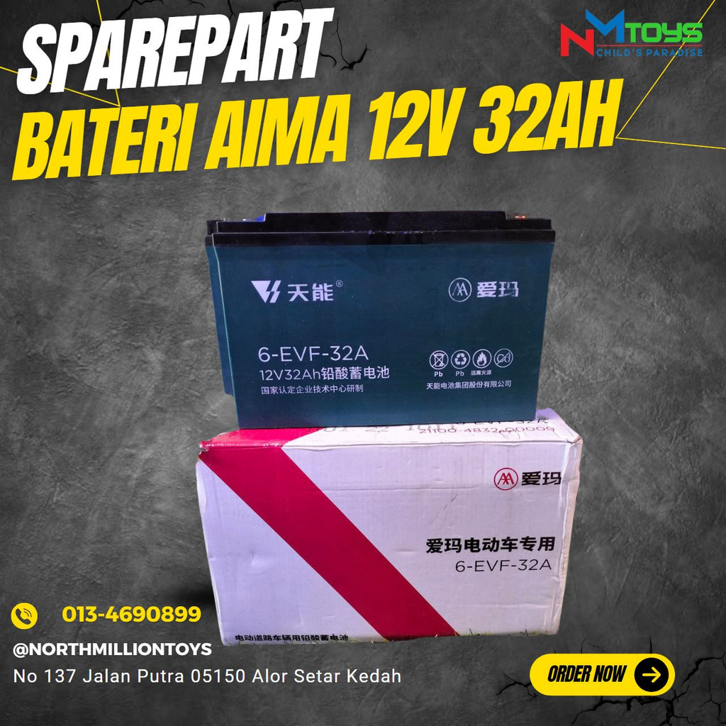 Bateri Aima 12V 32AH Rechargable Battery original by Aima | Shopee Malaysia