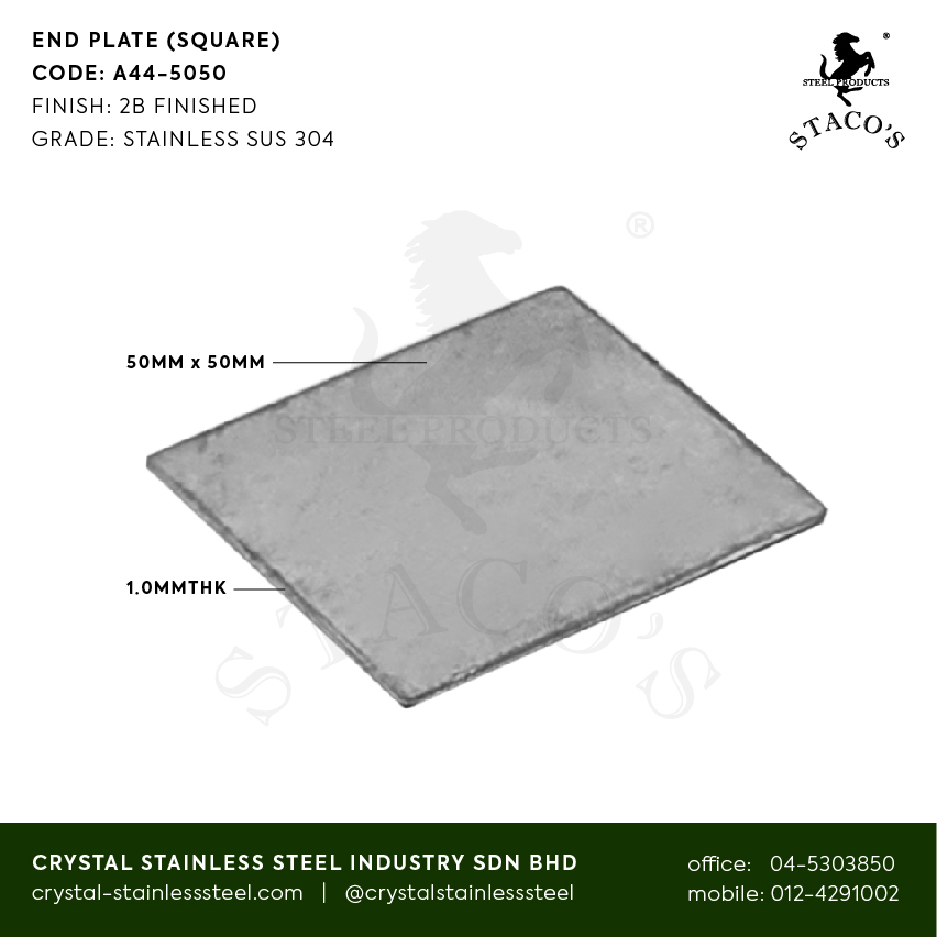STACOS Stainless Steel 304 End Plate Metal Round Square Plate Pipe ...