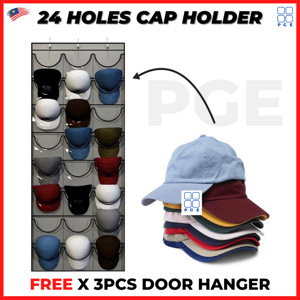 15 & 24 HOLES Cap Storage Holder Cap Organizer Cap Rack Door Hanging ...