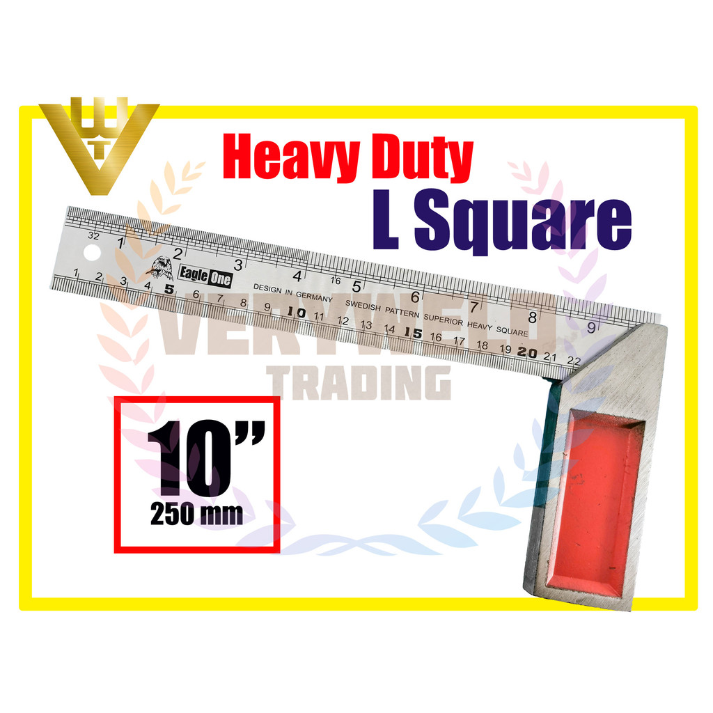 VERYWELD Heavy Duty Stainless Steel Sesiku L Square Ruler 10" / 12 ...