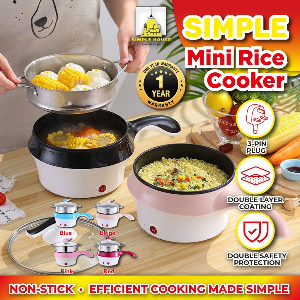 𝗦𝗜𝗠𝗣𝗟𝗘 ELECTRIC NON STICK Ceramic Frying Pan Rice Steamer Mini Rice ...