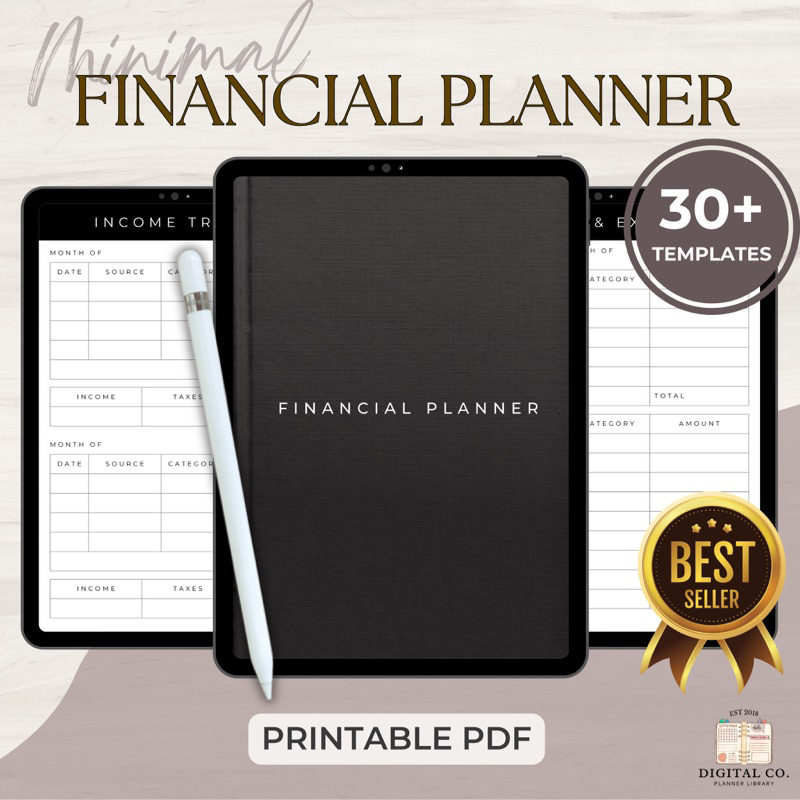 UNDATED Digital Financial Planner Simple Minimalist Income Expenses ...