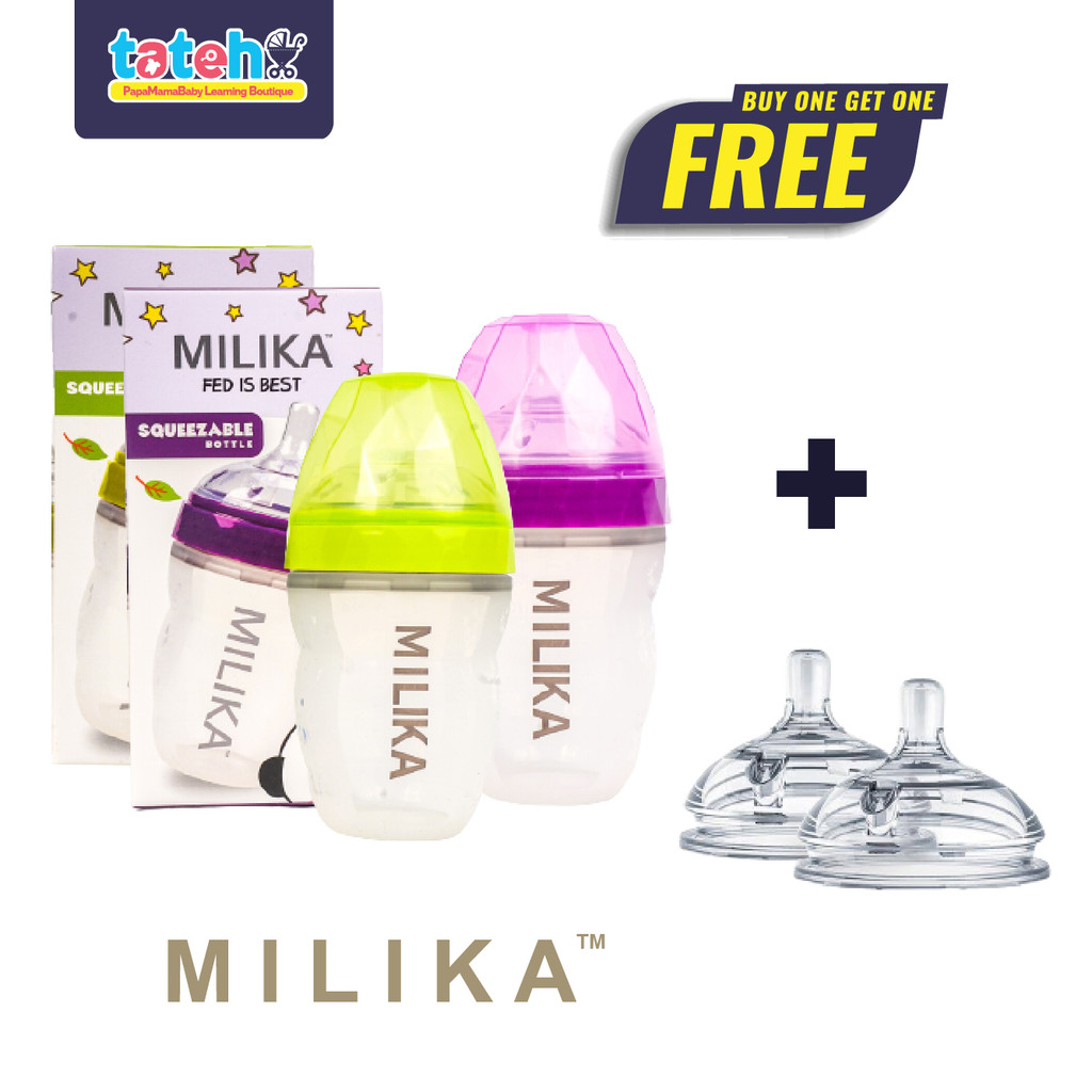 Promo Milika Squeezable Bottle 180ml - Green/Purple + Freegift ...