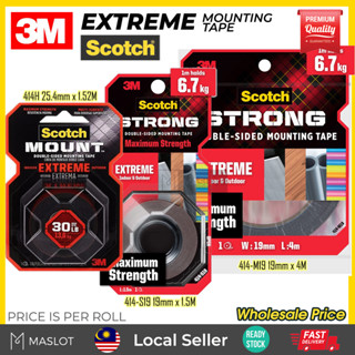 3M Scotch 414 Extreme Strong Mounting Double Side Sided Tape 25.4mm x 1.5M / 19mm x 1.5 / 19mm x ...