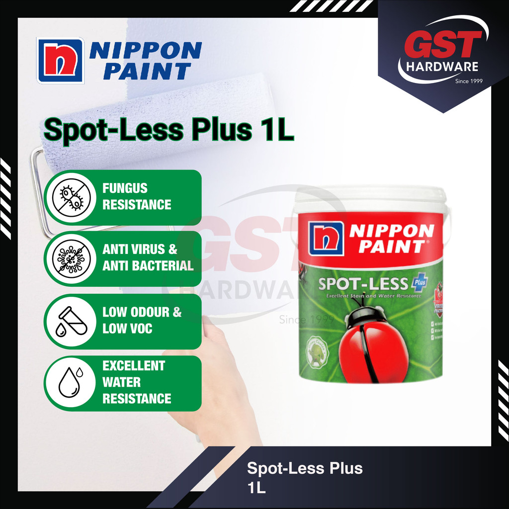 Nippon Paint Spotless Spot-Less Plus Interior Wall paint Cat Dalam ...