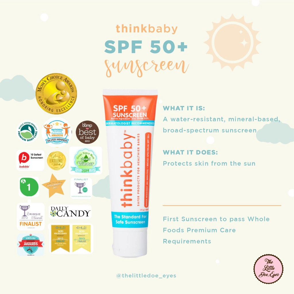 Thinkbaby Sunscreen SPF 50+ 89ml Thinkbaby Think Kids Adult Moisture ...