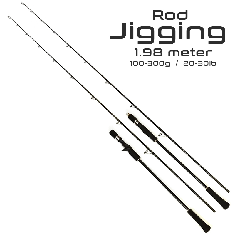 Solid Carbon Slow Jigging Fishing Rod 1.98m 100-300g Lure Weight Max ...