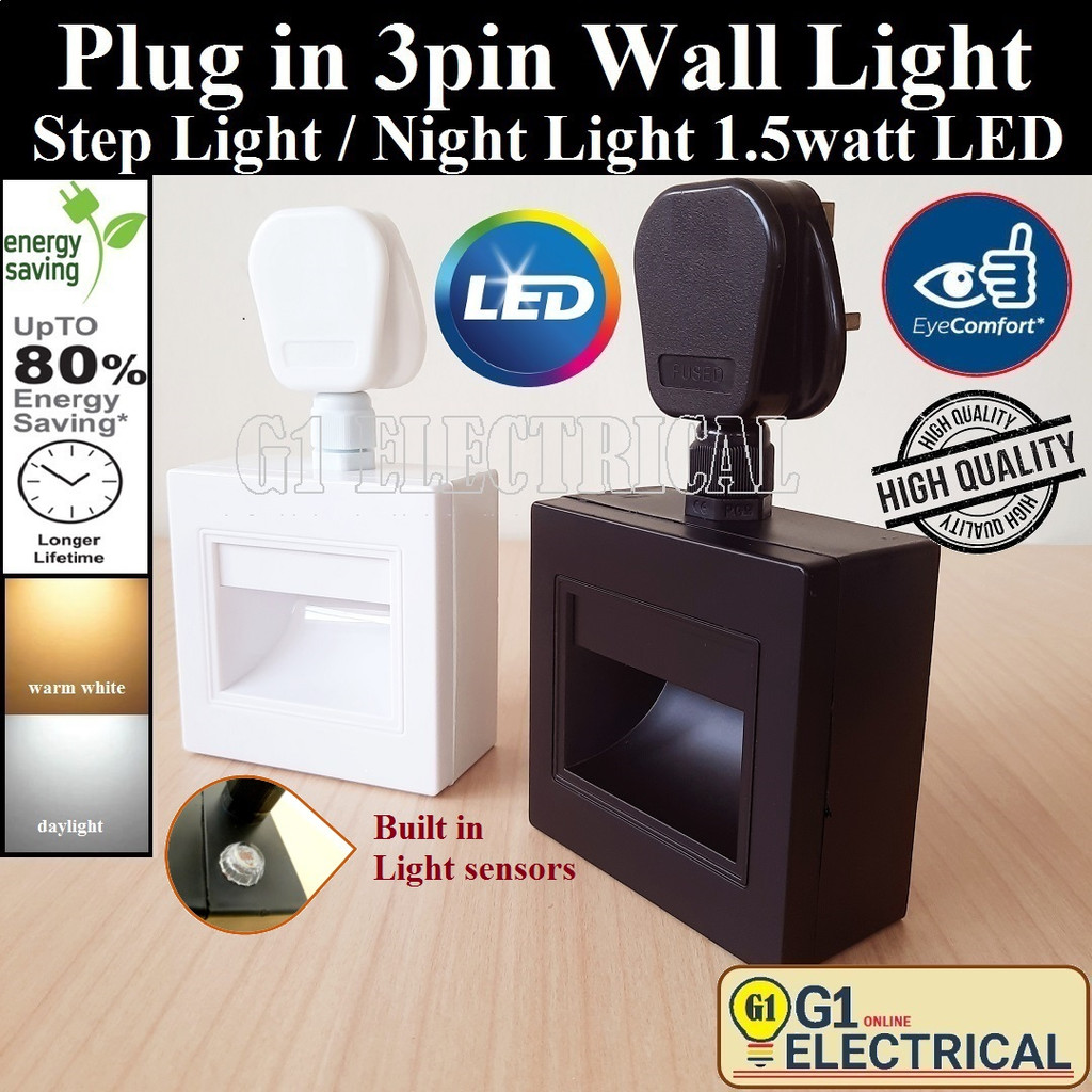 (High Quality 1.5watt LED) Plug in 3pin 1way Wall Light/Step Light ...