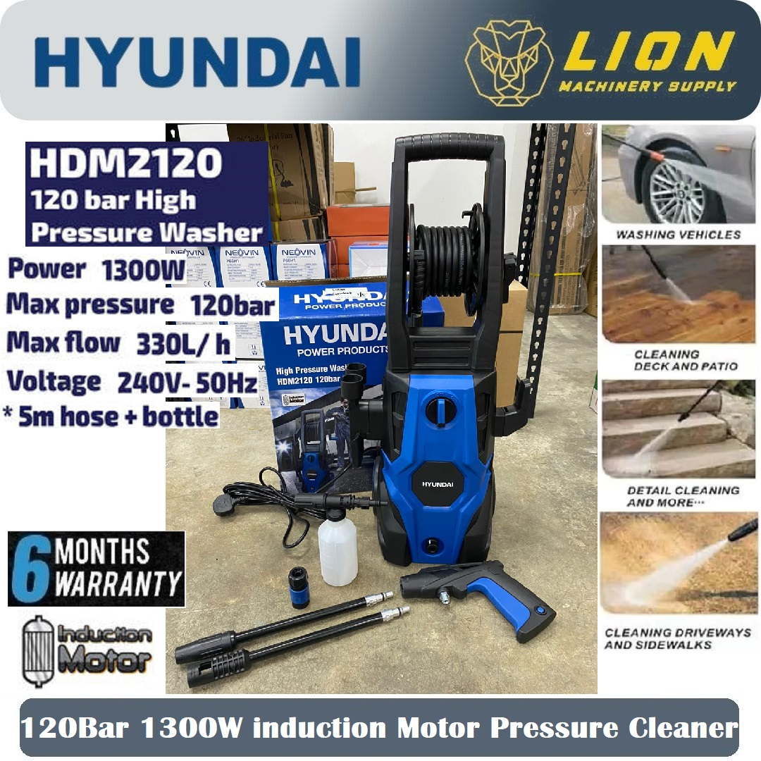 Hyundai 120Bar 1300Watt Induction Motor High Pressure Cleaner HDM2120 ...