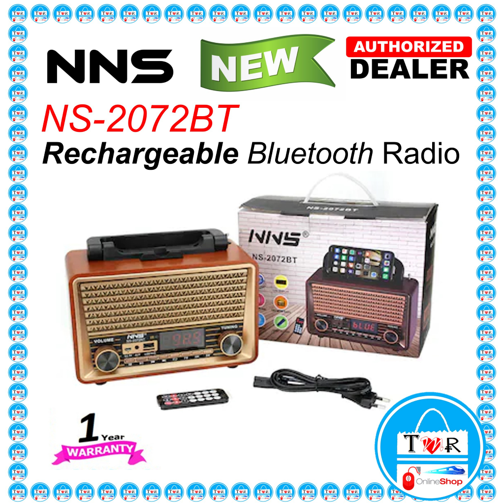 NNS radio rechargeable bluetooth (NS-2072BT) /USB/TF/AUX/WIRELESS BLUE ...