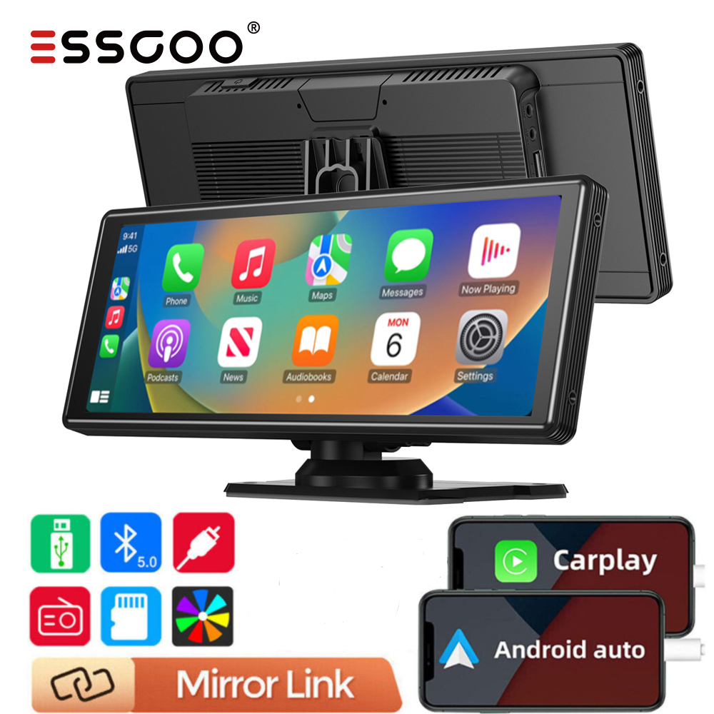 ESSGOO 10.26" INCH Portable Car Player Carplay Android Auto Bluetooth IPS 2.5D Touch Screen GPS ...