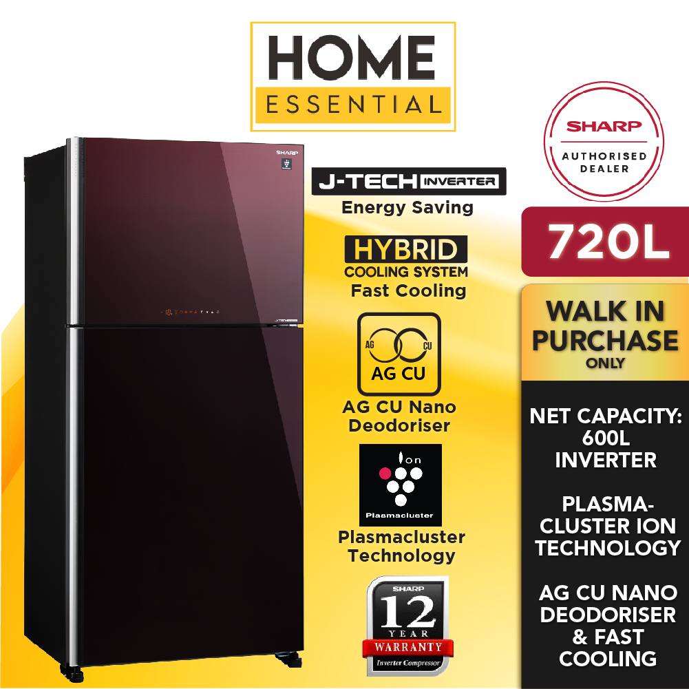 Sharp 720L Pelican Refrigerator SJP882MFGM | Plasmacluster Ion ...