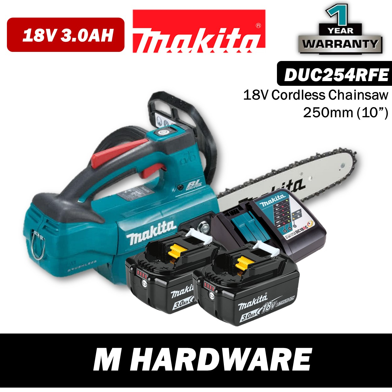 MAKITA DUC254RFE (2B) / DUC254RFE (1B) / DUC254Z 18V Cordless Chain Saw 250MM (10") | Shopee ...