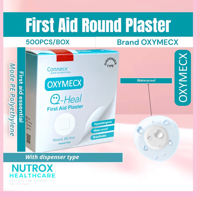 Oxymecx First Aid Round Patch 2.5cm Clear Waterproof Plaster (1 BOX ...