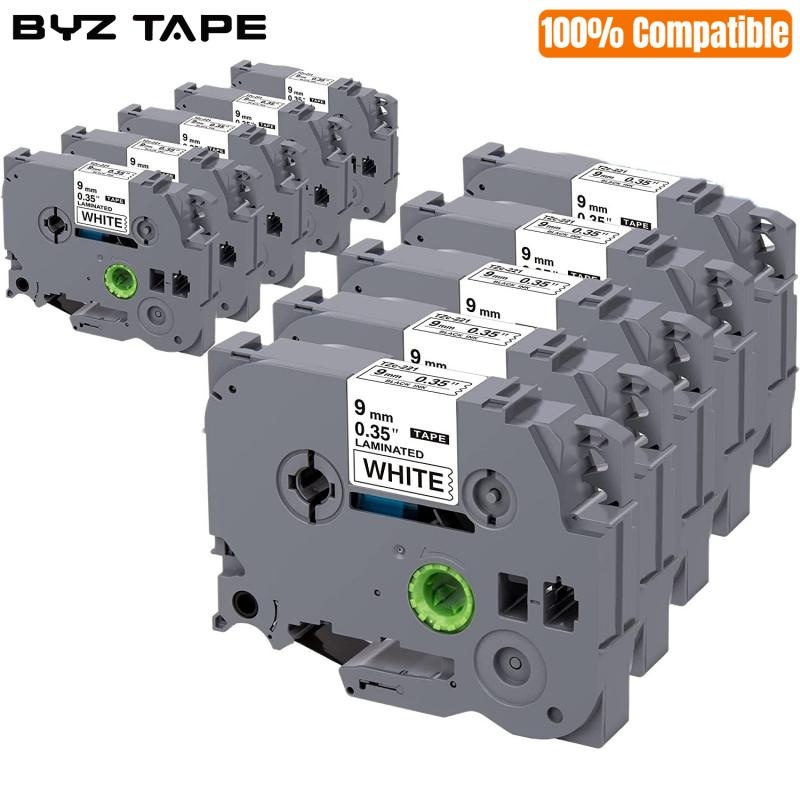 BYZ TAPE 10PCS 9mm Laminated White Tape Compatible for Brother Label ...