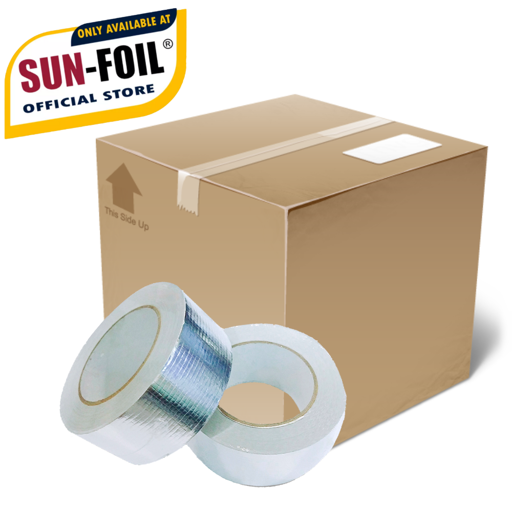 [Carton] SUNFOIL Aluminium Foil Tape Reinforced by Woven Fabric (50mm x 30m/75mm x 30m) | Shopee ...