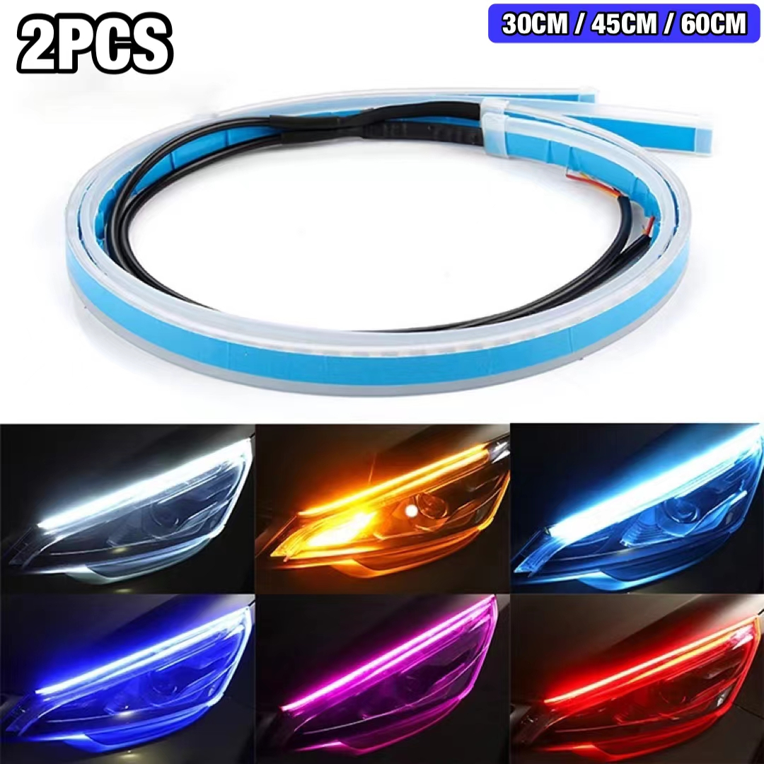 2pcs Ultra Thin DRL LED Car Motor Day Running Light LED Lining Strip ...