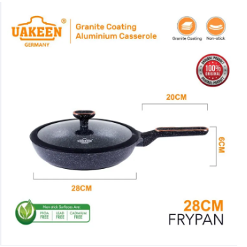 (MINOR DEFECT) Uakeen Original 28Cm Deep Frying Pan Die-Cast Granite ...