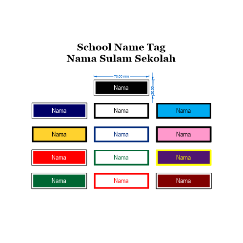Quality Tanda Nama Sulam Pelajar Sekolah, Tag Nama Sekolah, Name Tag ...