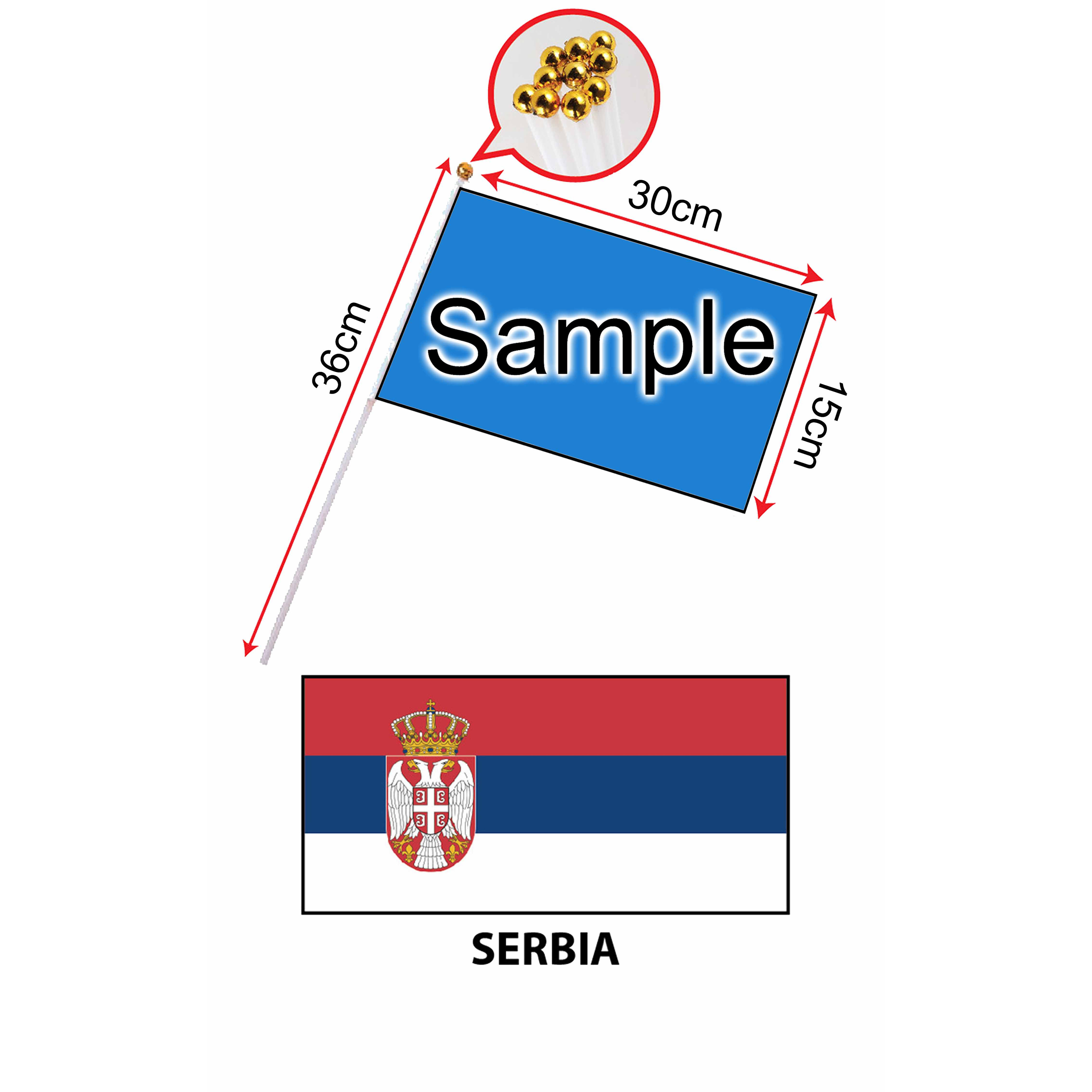 Serbia Hand Flag With Stick (15x30cm)/ Bendera Tangan Dunia Serbia ...