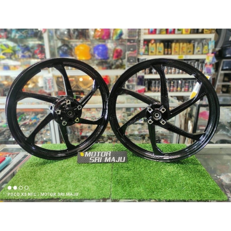 SPORT RIM ENKEI 6 BATANG YAMAHA Y15 Y16 Y125 LC135 4S/5S BLACK 160/140 ...