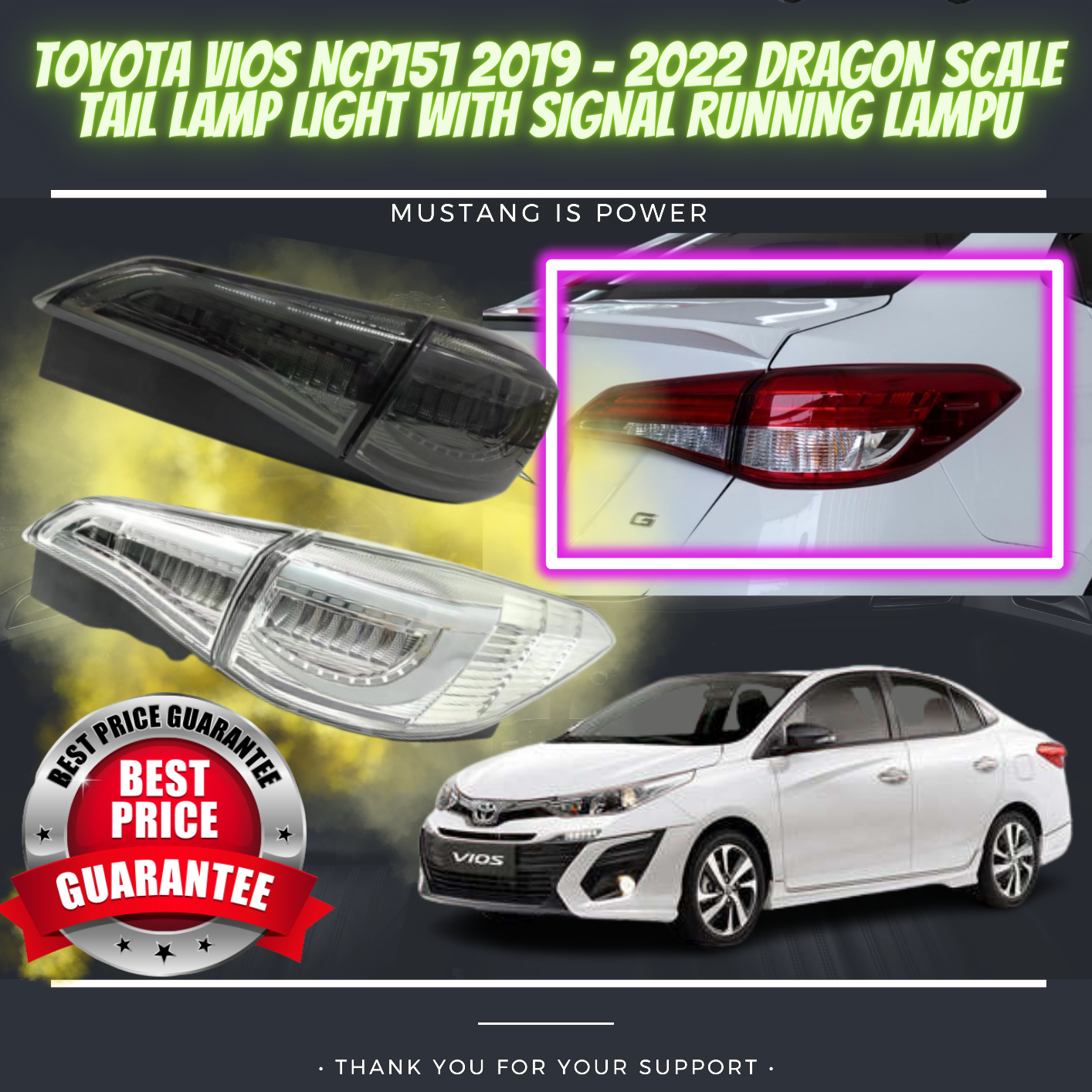 TOYOTA VIOS NCP151 2019 - 2022 DRAGON SCALE TAIL LAMP LIGHT WITH SIGNAL ...