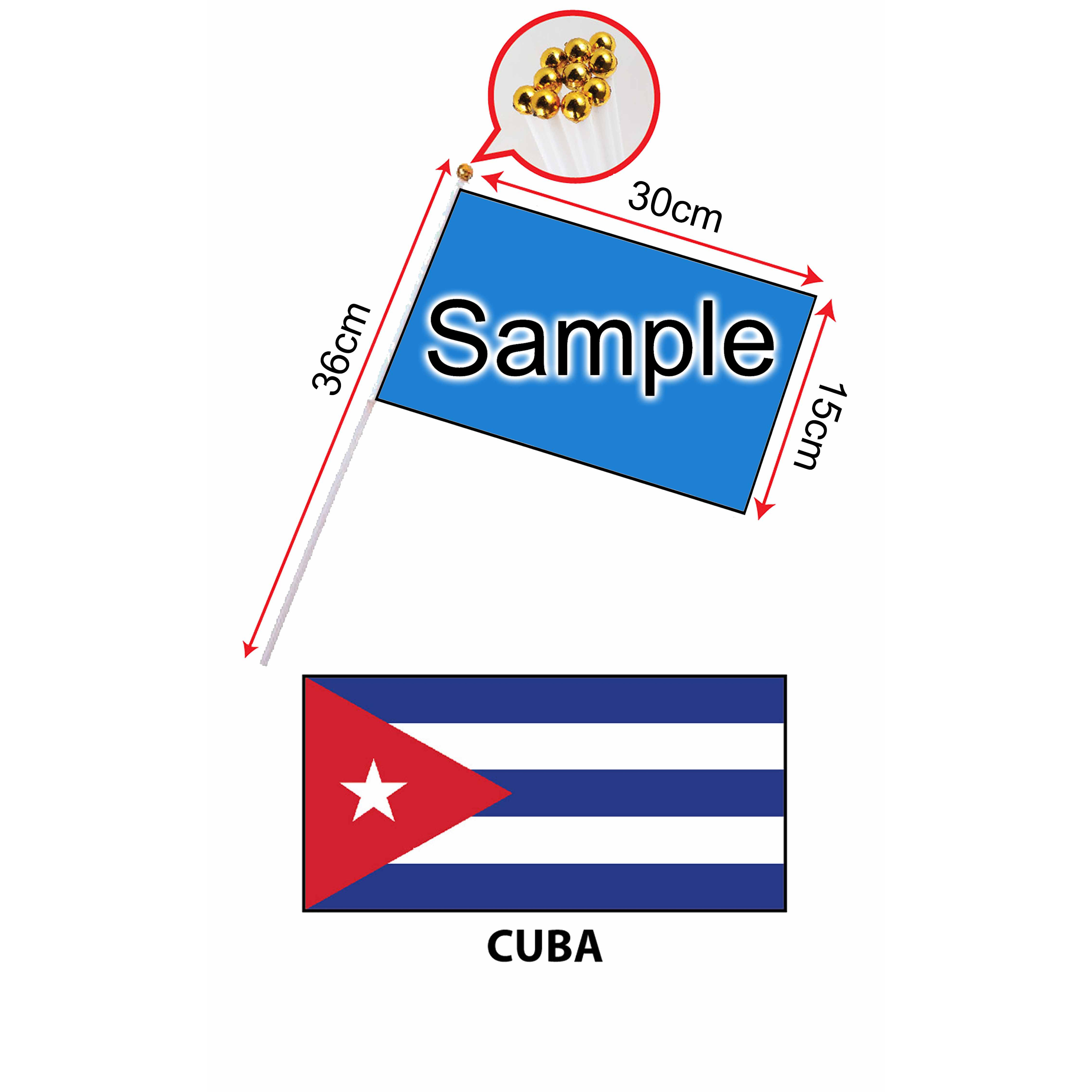 Cuba Hand Flag With Stick (15x30cm)/ Bendera Tangan Dunia Cuba (15x30cm ...
