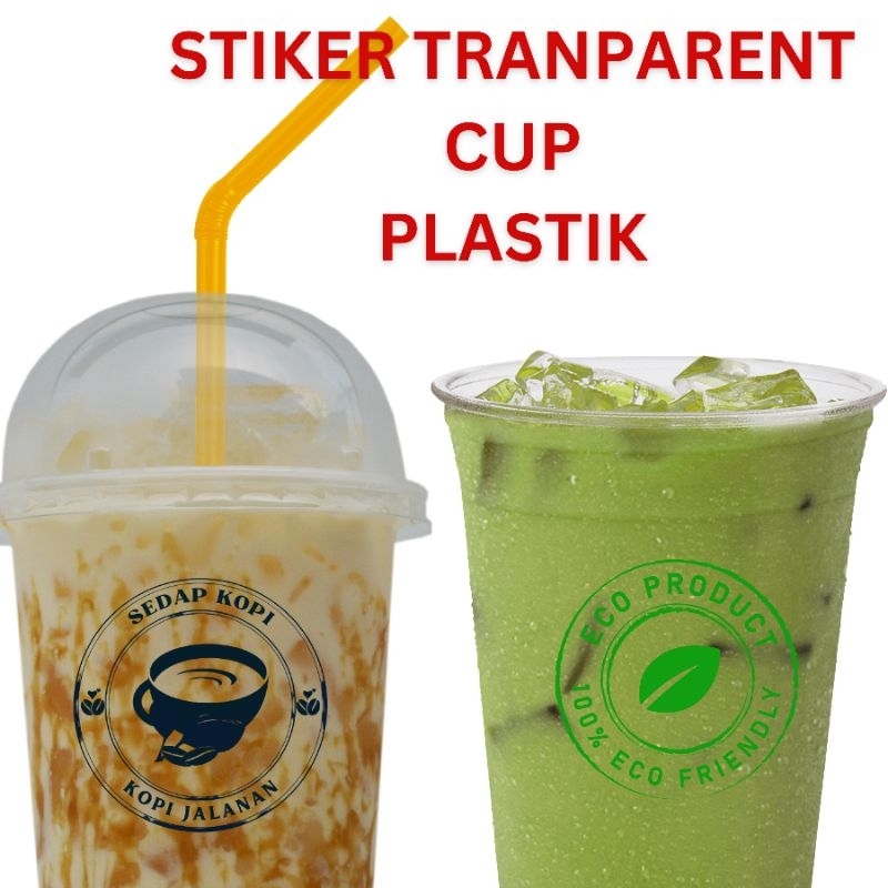 STIKER TRANPARENT CUP/BEKAS MAKANAN PLASTIK BULAT/SEGI EMPAT | Shopee ...